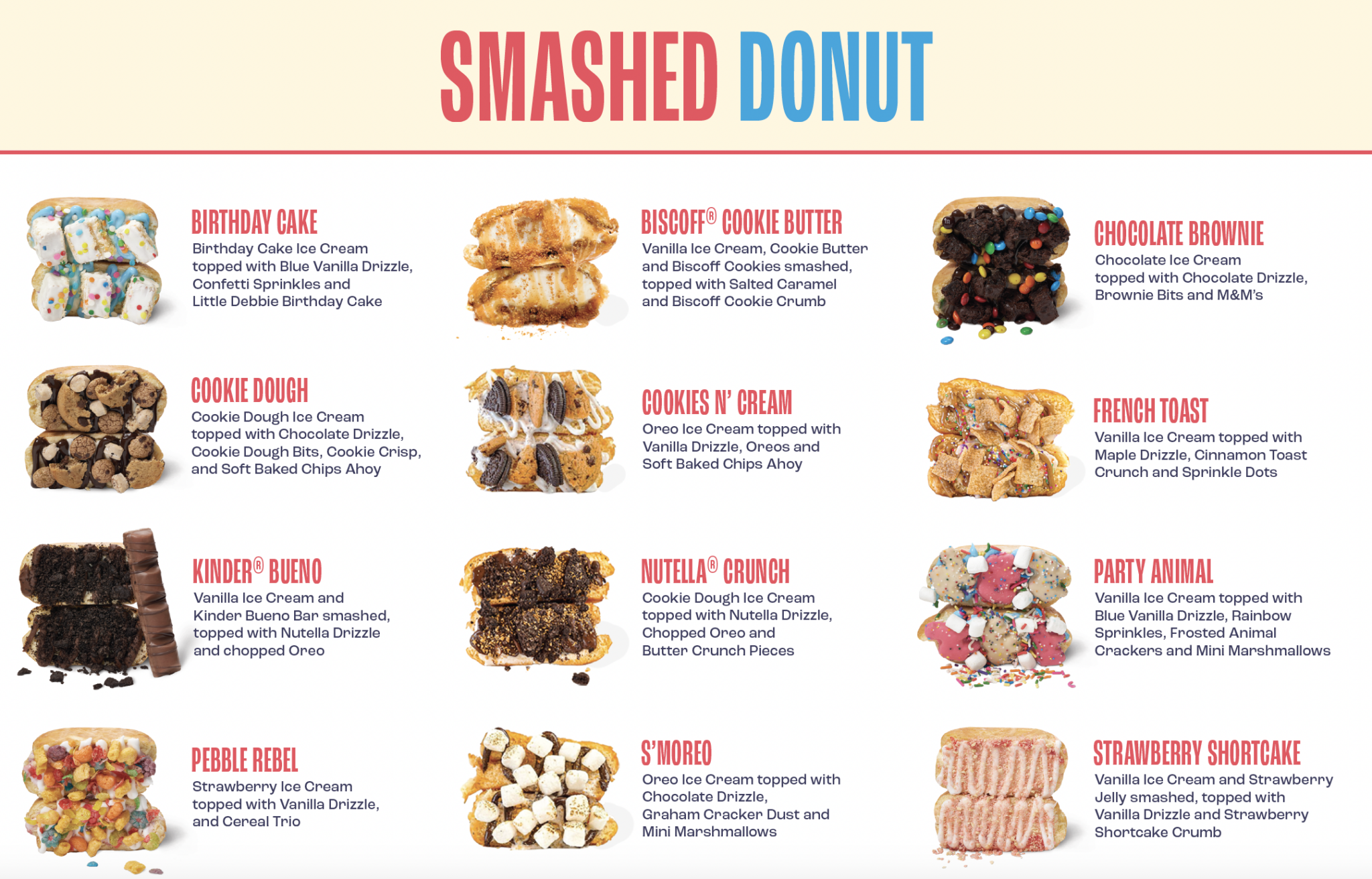 SMASHED Menu – Yonutz Donuts and Ice Cream