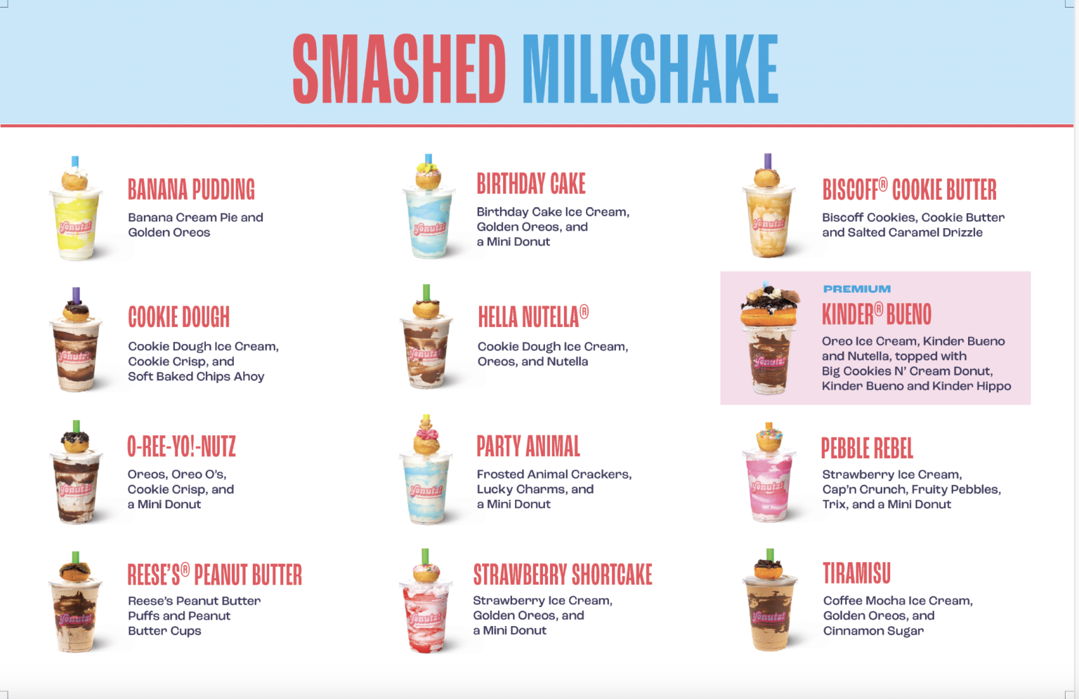 SMASHED Menu – Yonutz Donuts and Ice Cream